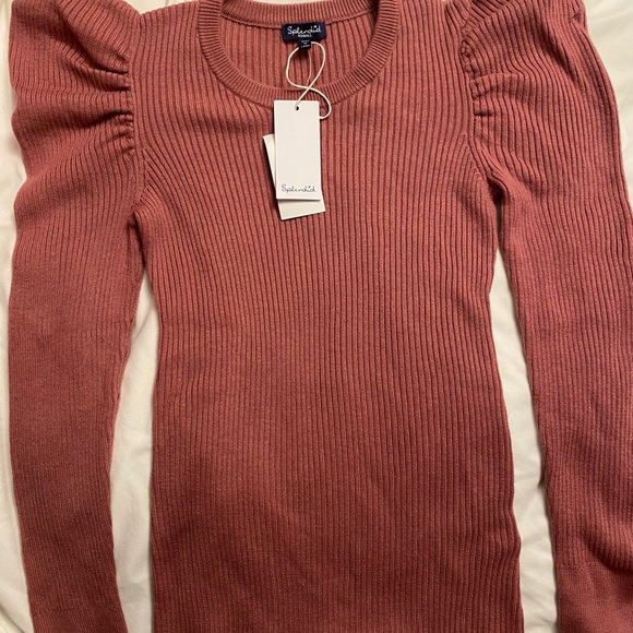 Splendid | Sweaters | Splendid Dusty Pink Sweater With Puff Sleeve Xs ...